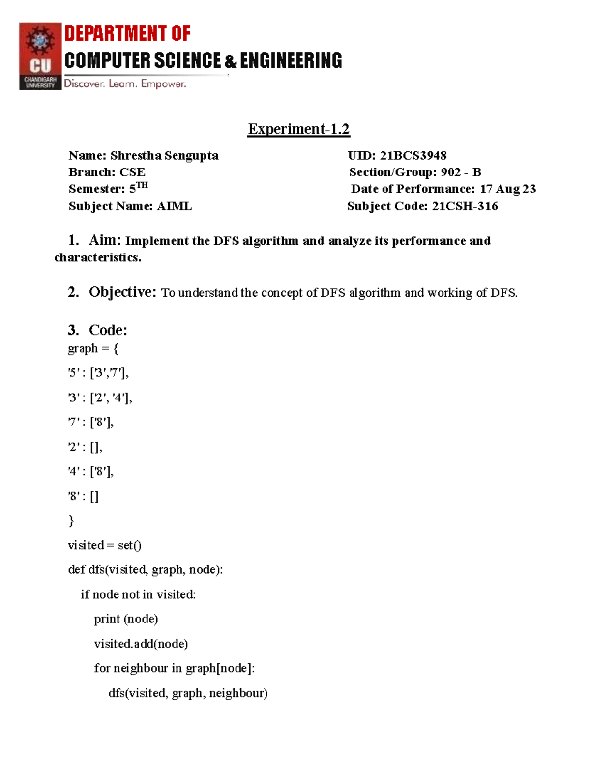 1fer432hbiu3wheriuhewiurhiueshfinf - DEPARTMENT OF COMPUTER SCIENCE & ENGINEERING Experiment-1 ...