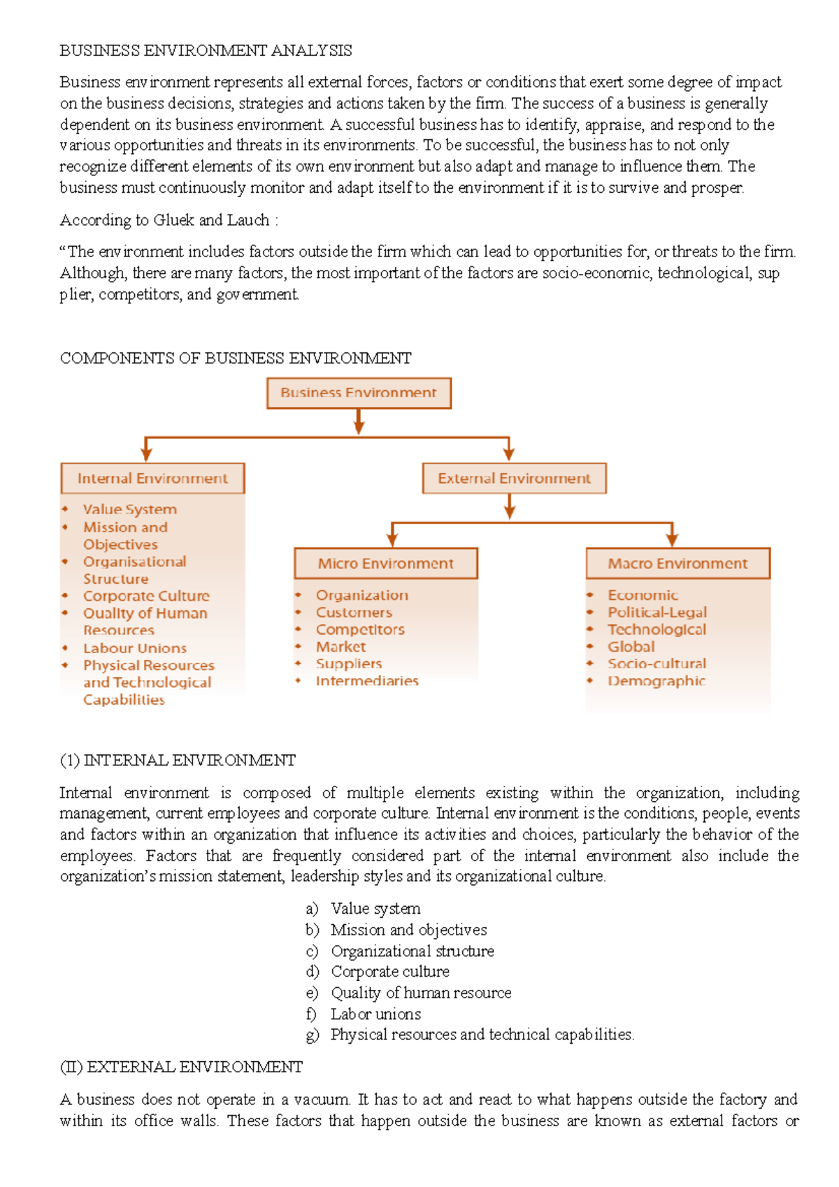 Business Environment Analysis 1 - BUSINESS ENVIRONMENT ANALYSIS ...