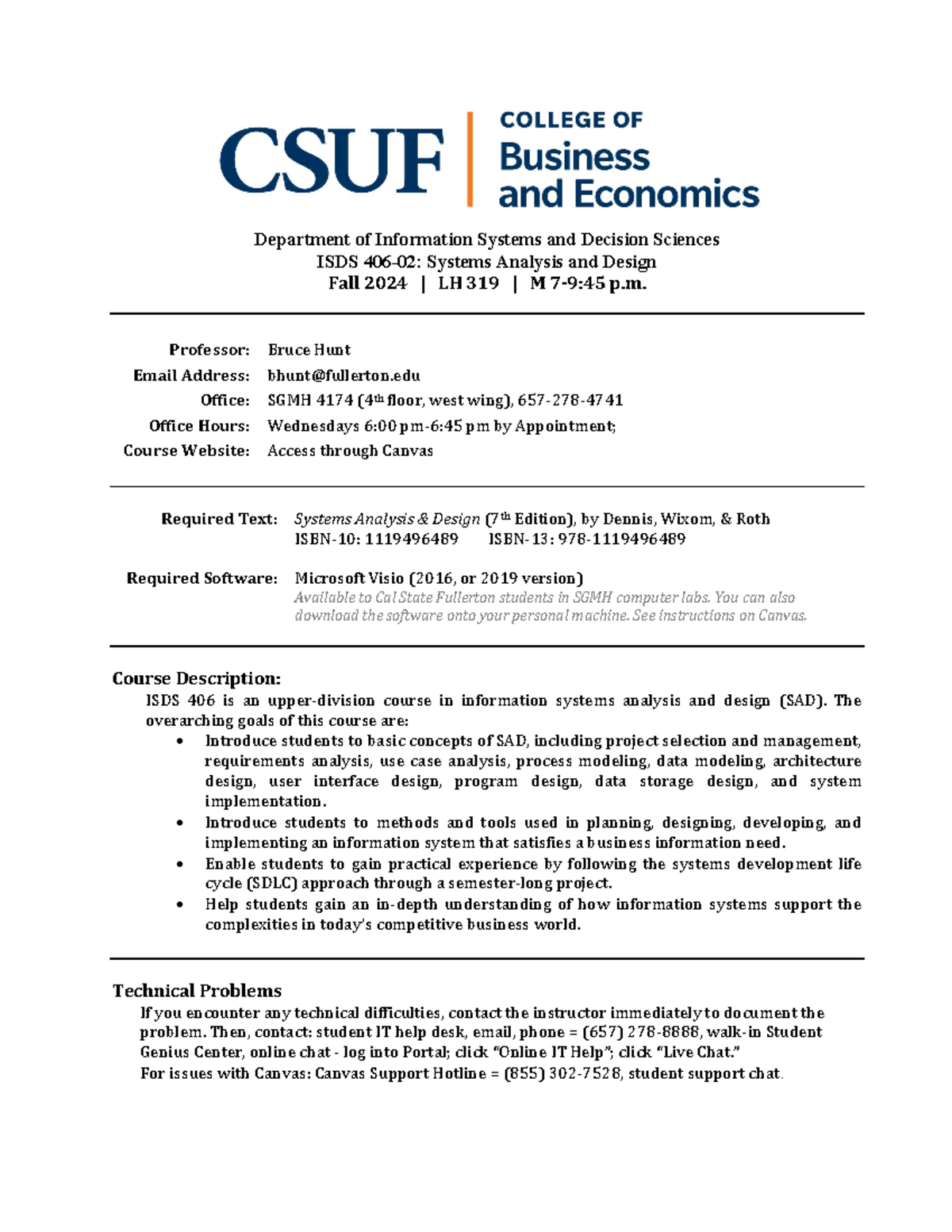 F24 Syllabus 406 - 02 - Department of Information Systems and Decision ...