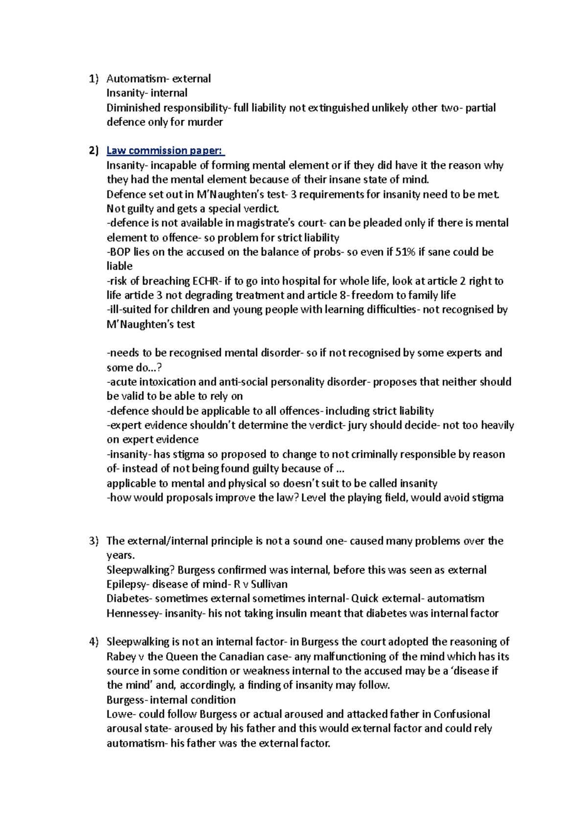 Defences tutorial 1 - lecture notes and reading - Automatism- external ...
