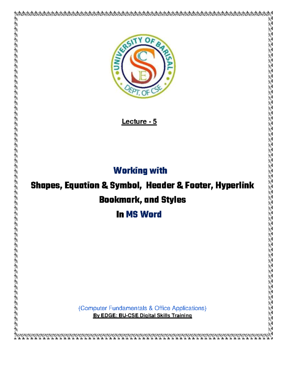 Lec-5 Shapes, Equation and Symbol, Header and Footer, Hyperlink ...