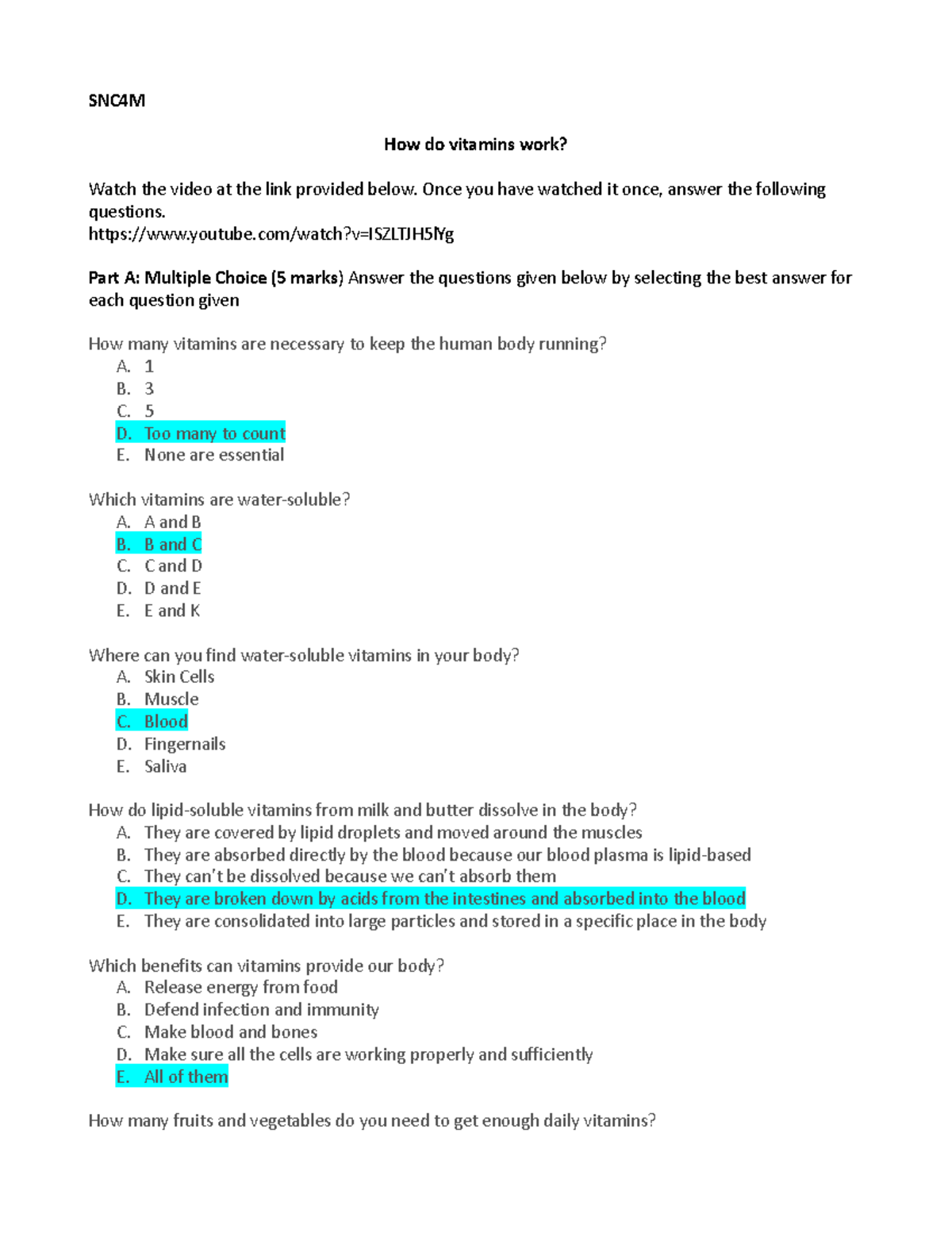 How do vitamins work - SNC4M How do vitamins work? Watch the video at ...