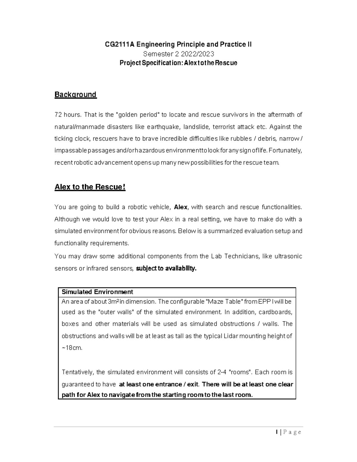 Project Specification - CG2111A Engineering Principle and Practice II ...