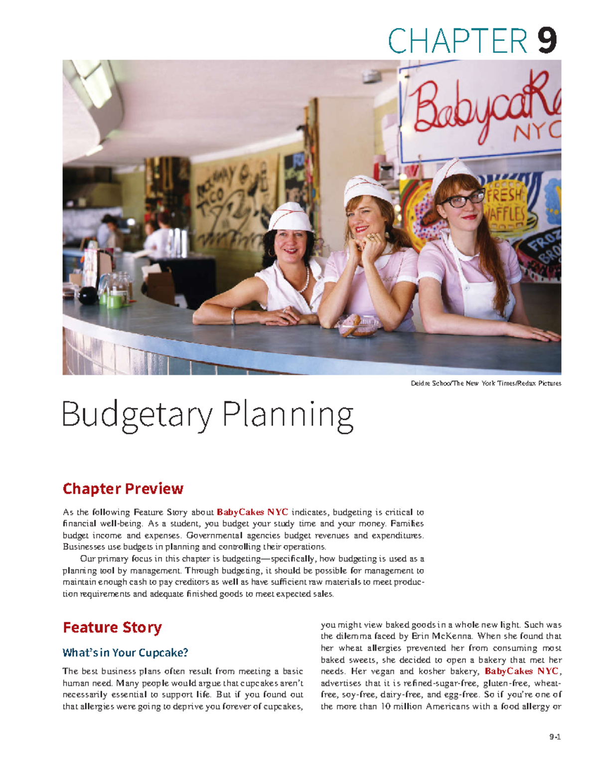 Reference book (Chapter 9) - 9- CHAPTER 9 Budgetary Planning Feature Story What’s in Your ...
