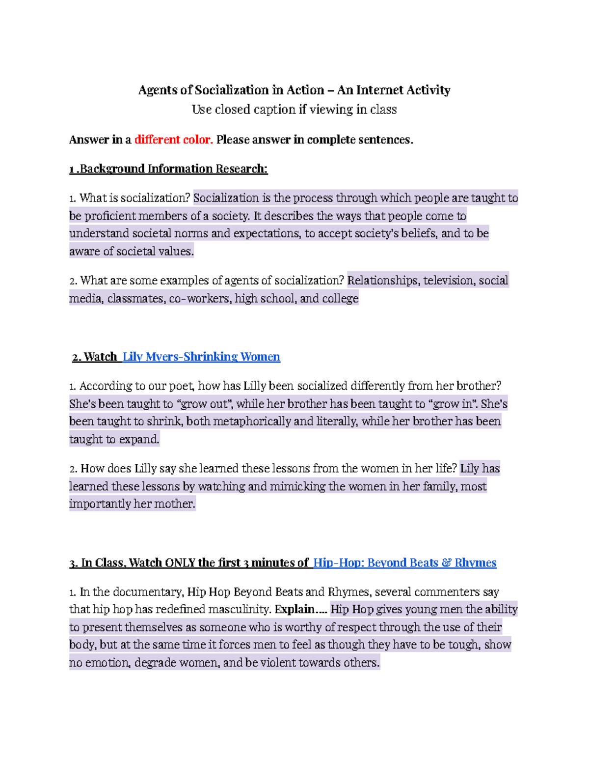 4 Agents of Socialization WS - Agents of Socialization in Action – An ...