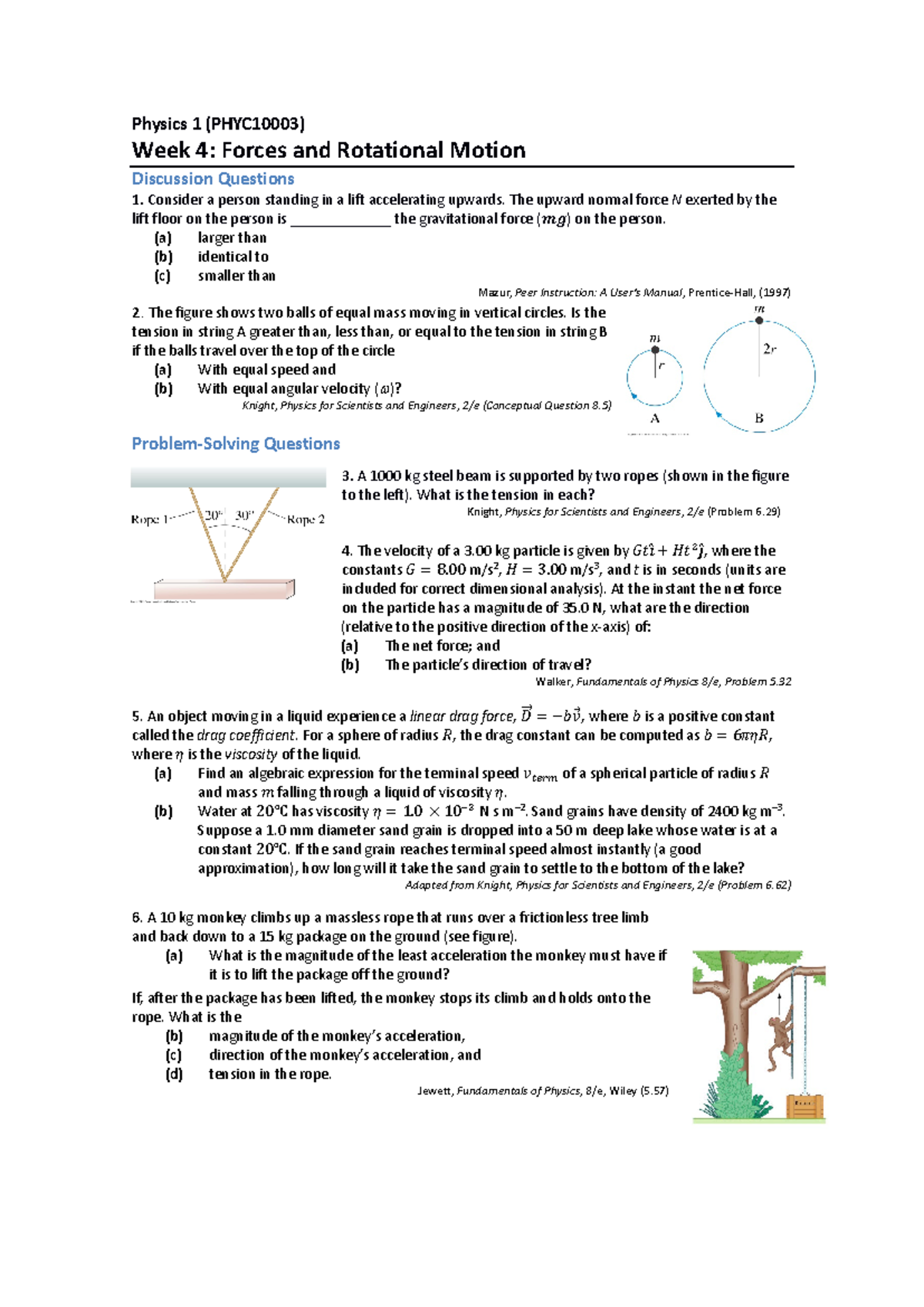 PHYC10003 PSC3 - Week 4: Forces and Rotational Motion - Physics 1 (PHYC10003) Week 4: Forces and ...