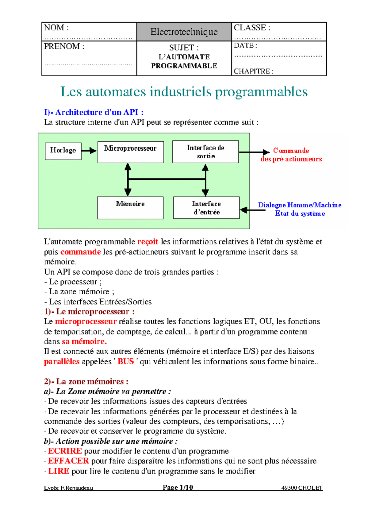 L'automate programmable ...