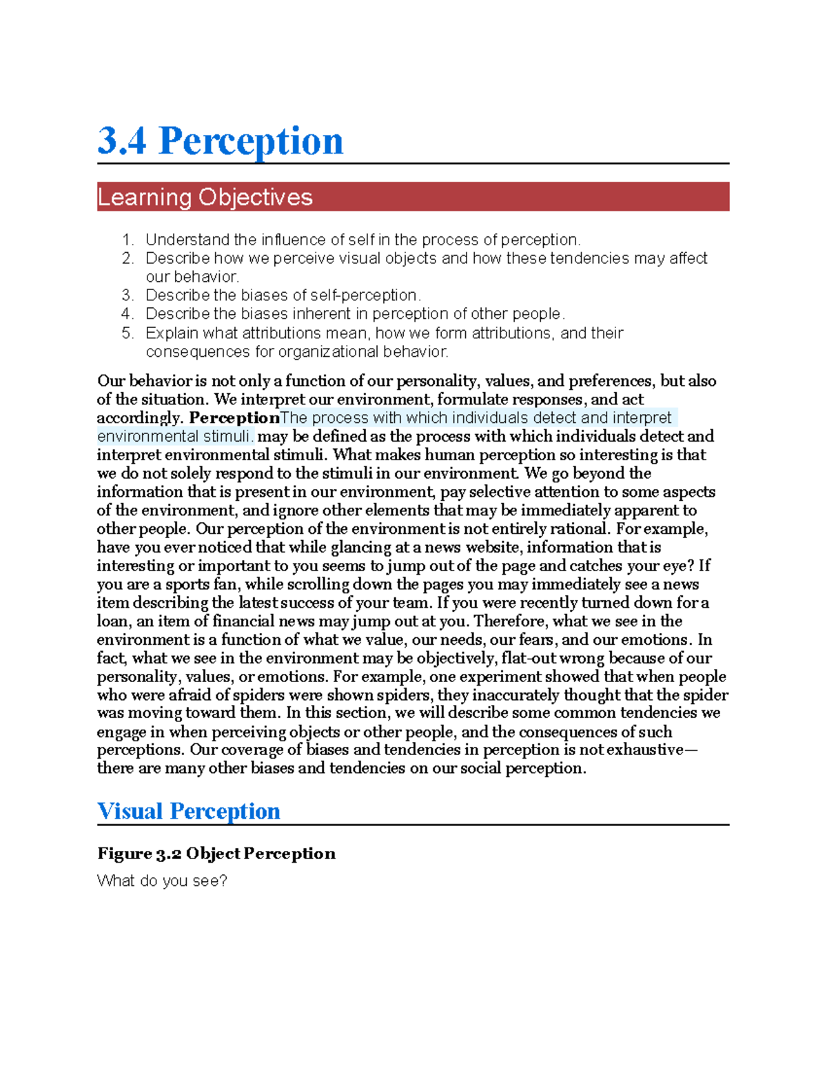 Perception - Organizational Behavior Lecture Notes - 3 Perception ...