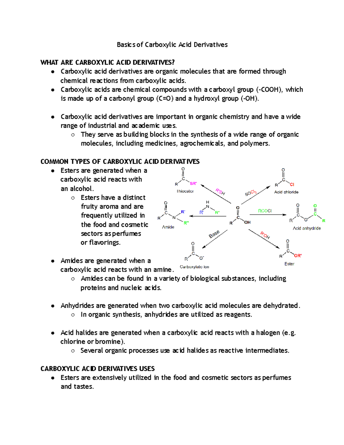 Basics of Carboxylic Acid Derivatives - Carboxylic acids are chemical ...