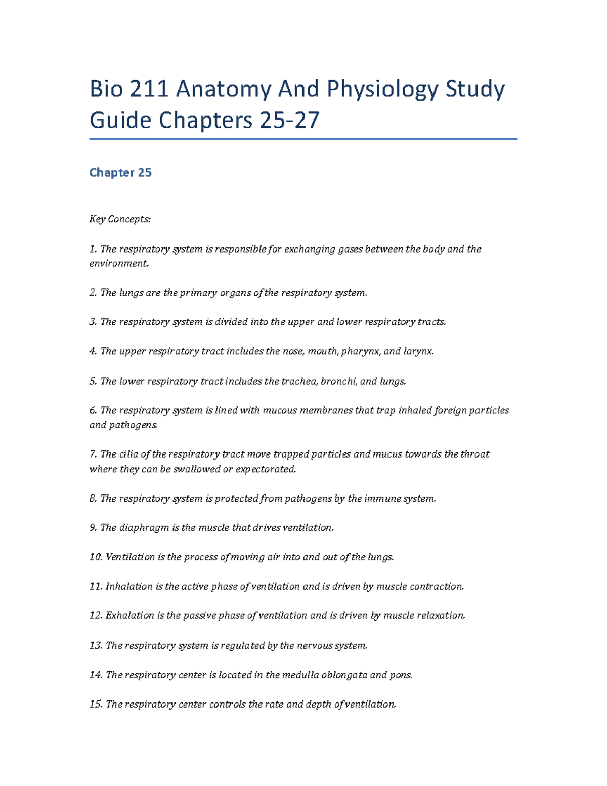 Bio 211 Anatomy And Physiology Study Guide Chapters 25-27 - Bio 211 ...