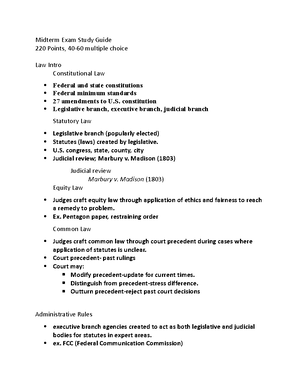 Midterm Exam Study Guide Spring 2021 - Midterm Exam Study Guide 220 ...