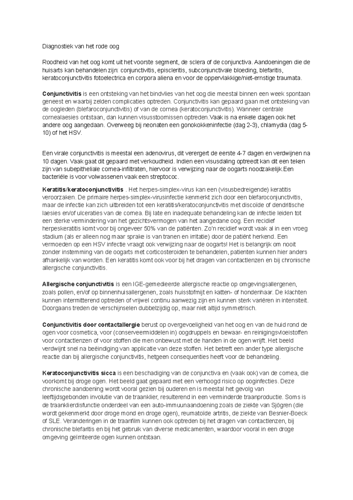 Diagnostiek van het rode oog - Diagnostiek van het rode oog Roodheid ...