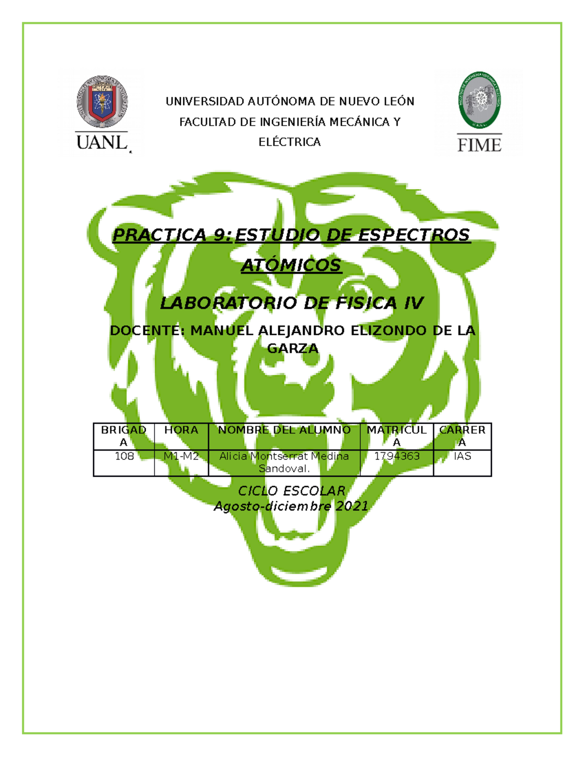 P9 - NUEVAS PRACTICAS DE FISICA 3 FIME - Física - UANL - Studocu