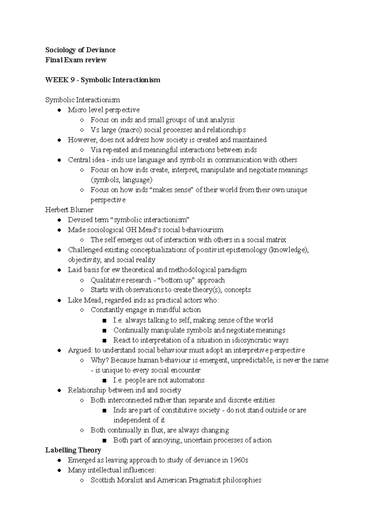 Sociology of Deviance - WEEK 9-11 - Sociology of Deviance Final Exam ...