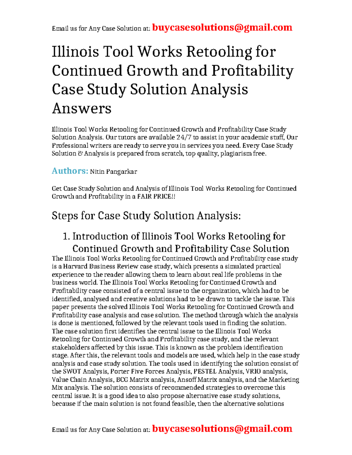 Case Solution Illinois Tool Works Retooling for Continued Growth and ...