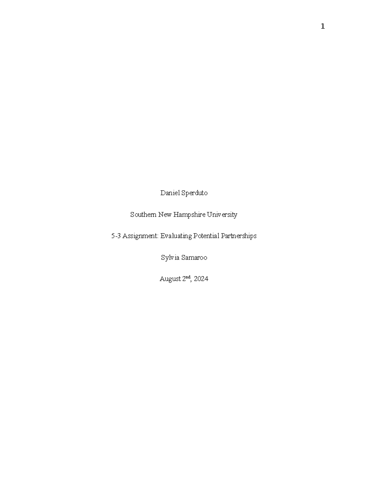 Assignment 5-3 - Daniel Sperduto Southern New Hampshire University 5-3 ...