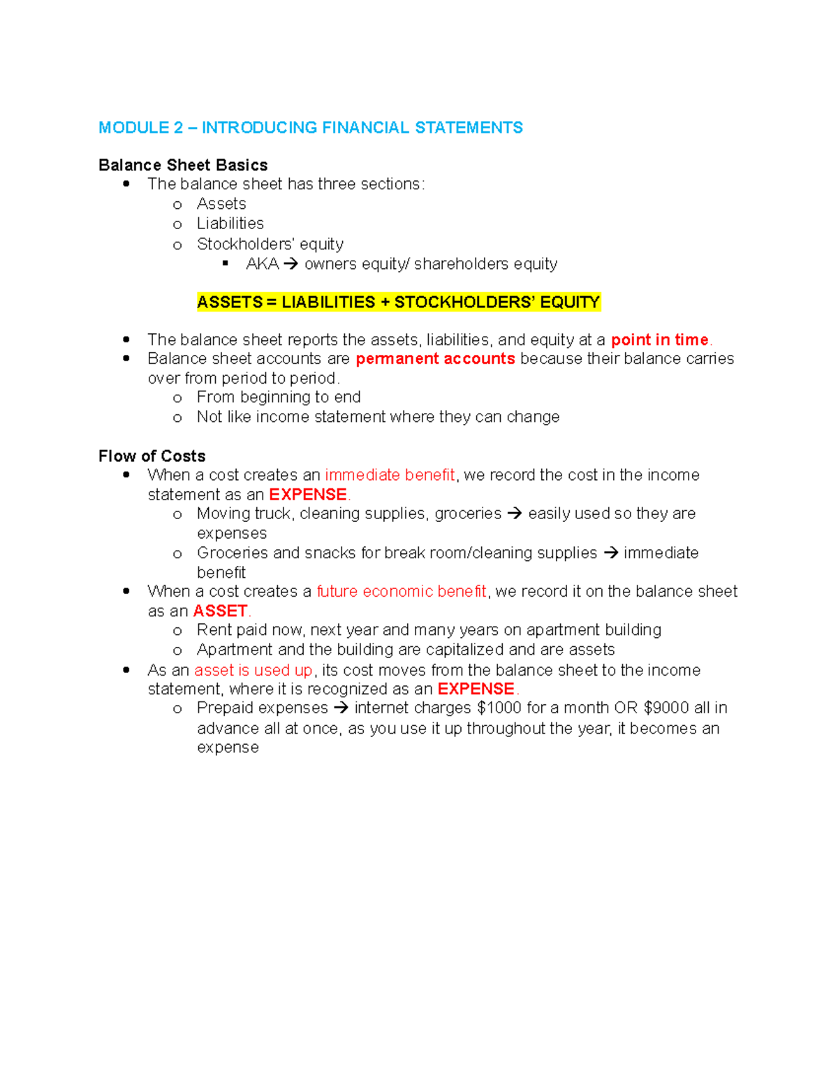 Module 2 - Professor Jennifer Riley - MODULE 2 – INTRODUCING FINANCIAL ...