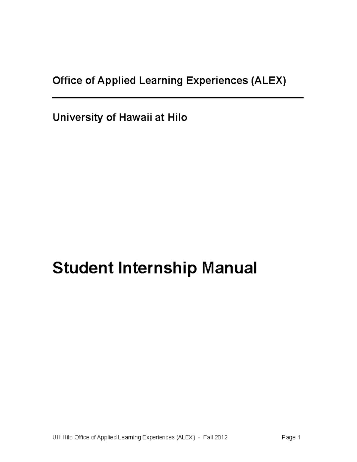 ALEX-Internship-Manual - Office of Applied Learning Experiences (ALEX) - Studocu