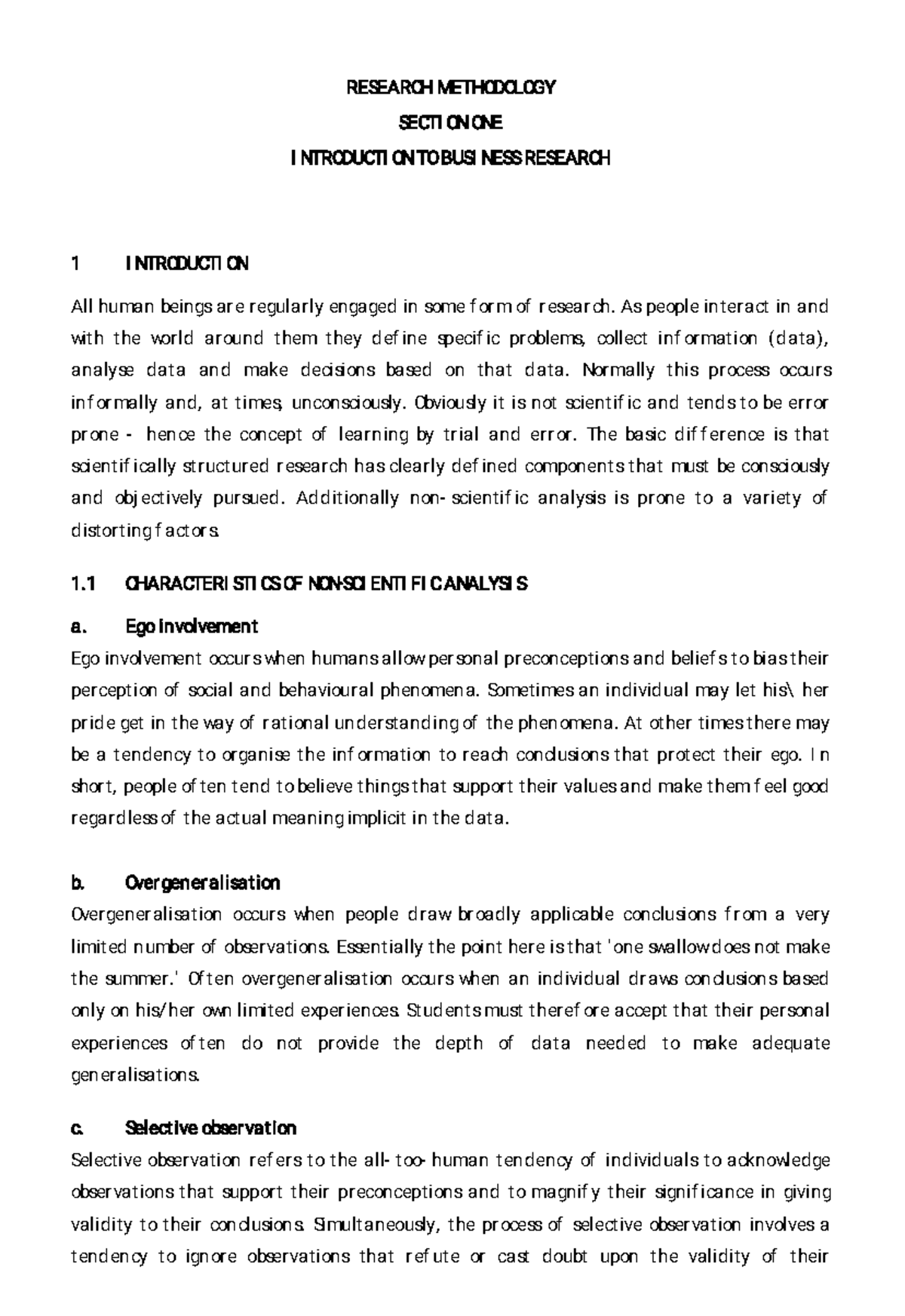 Section ONE Research Methodology R E S E A R C H M E T H O D O L O