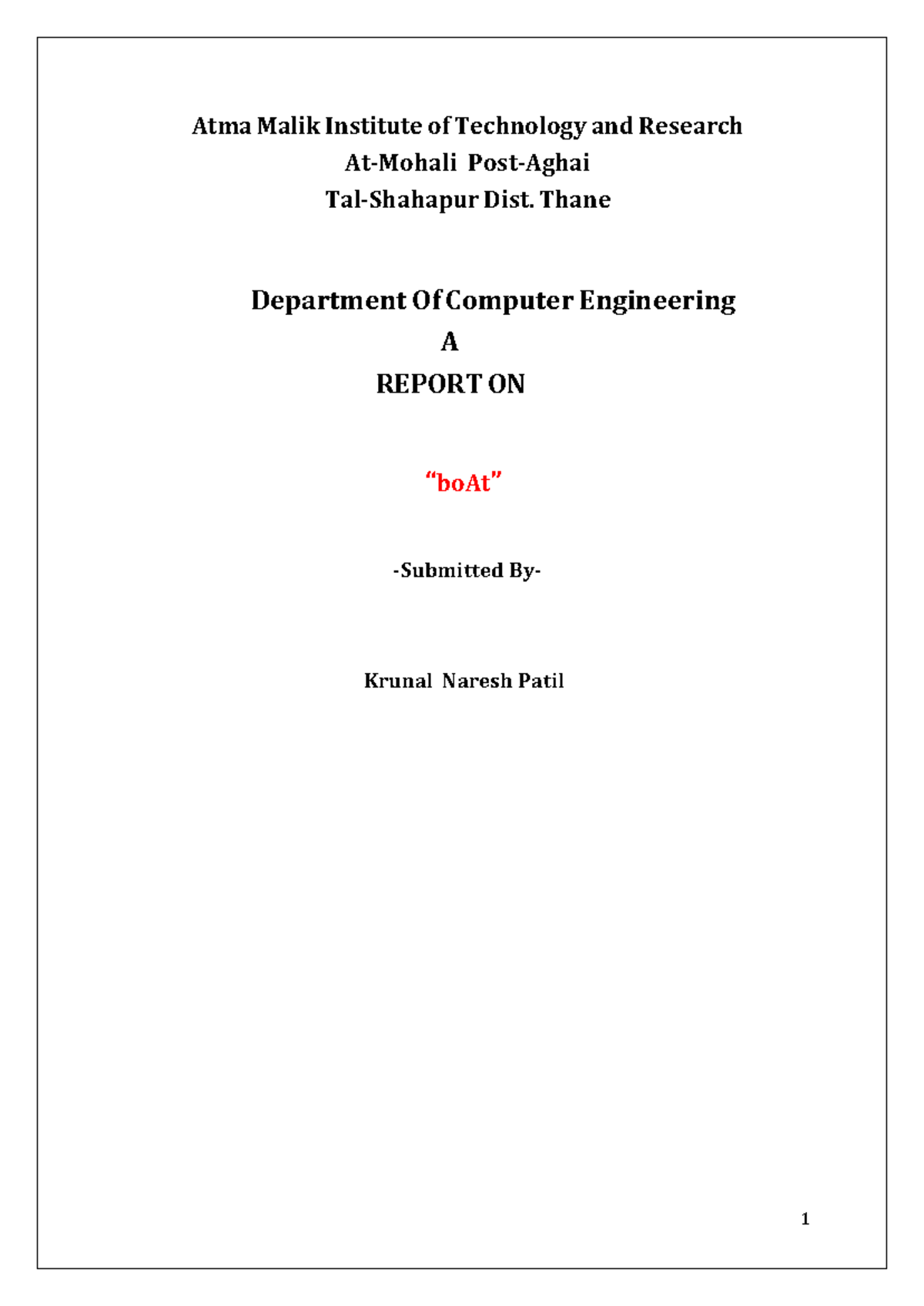 Mama - Atma Malik Institute of Technology and Research At-Mohali Post ...