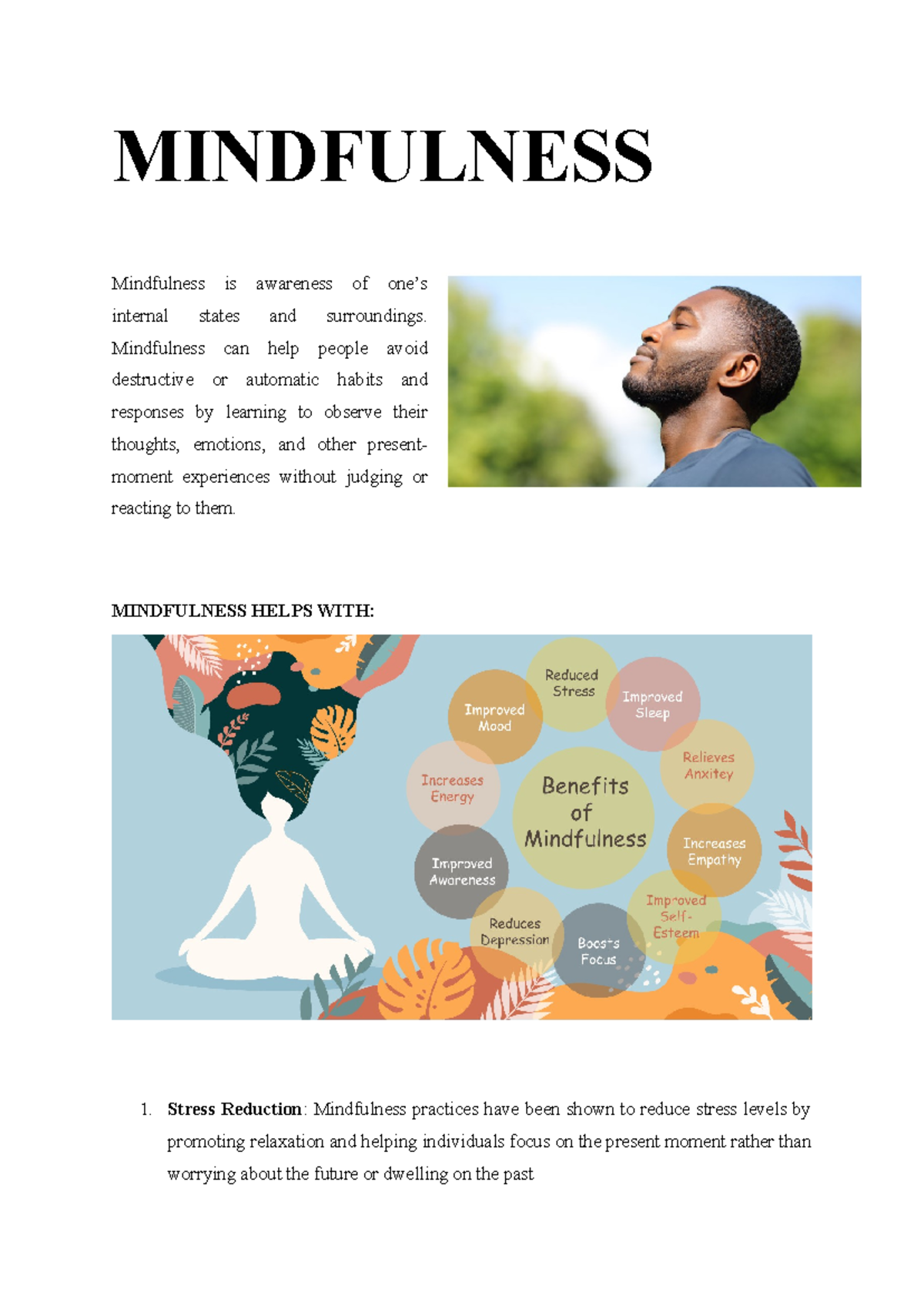 Mindfulness and its basics - MINDFULNESS Mindfulness is awareness of ...