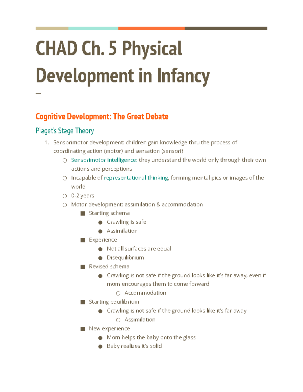CHAD Ch. 5 In Class Notes - CHAD Ch. 5 Physical Development in Infancy ...