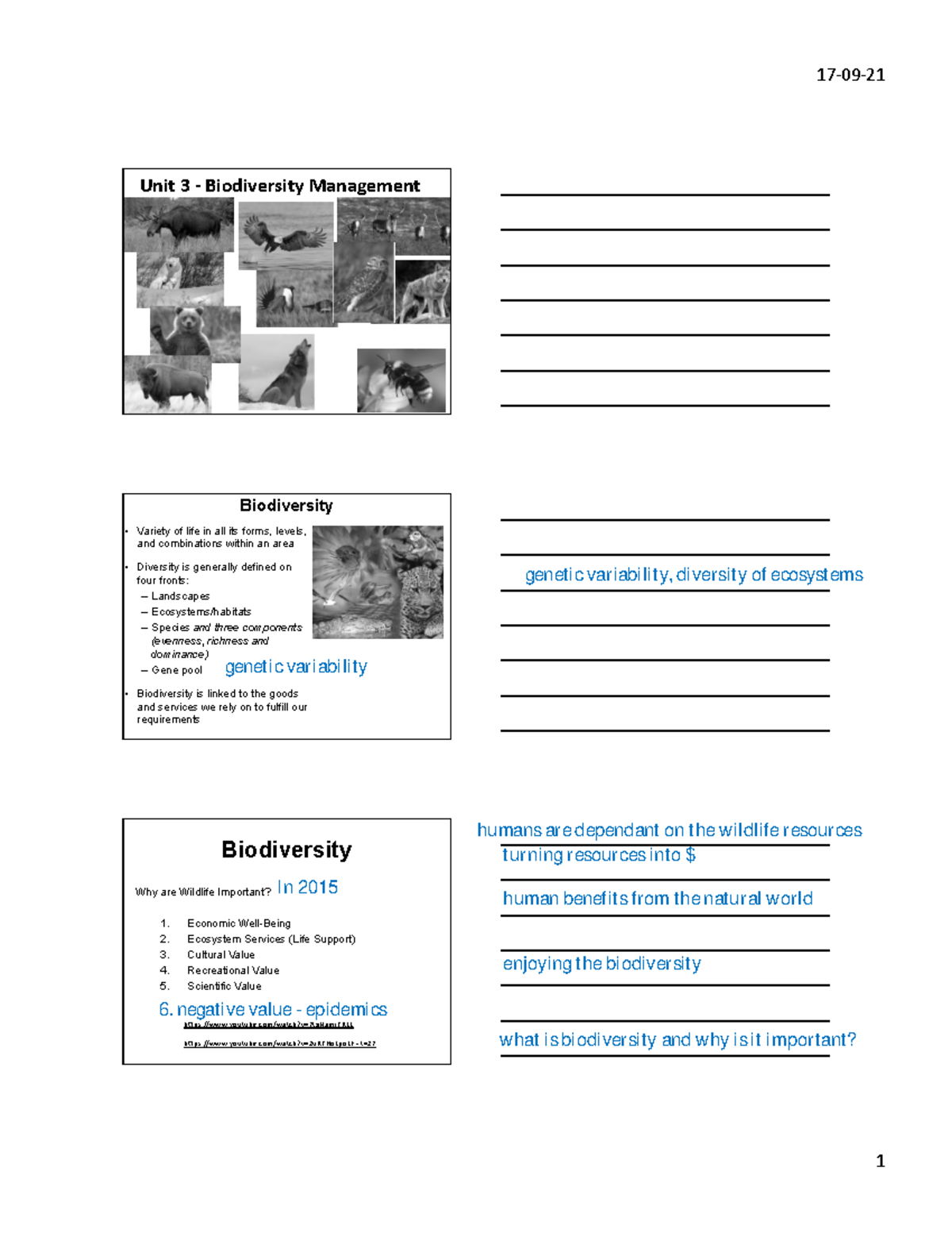 Unit 3 Biodiversity Fall 2017 - Unit 3 - Biodiversity Management ...