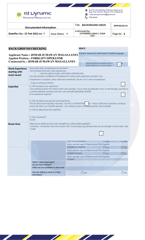 DPRI-RD-IIF-01 - Initial interview Form - 1 - Documented Information ...