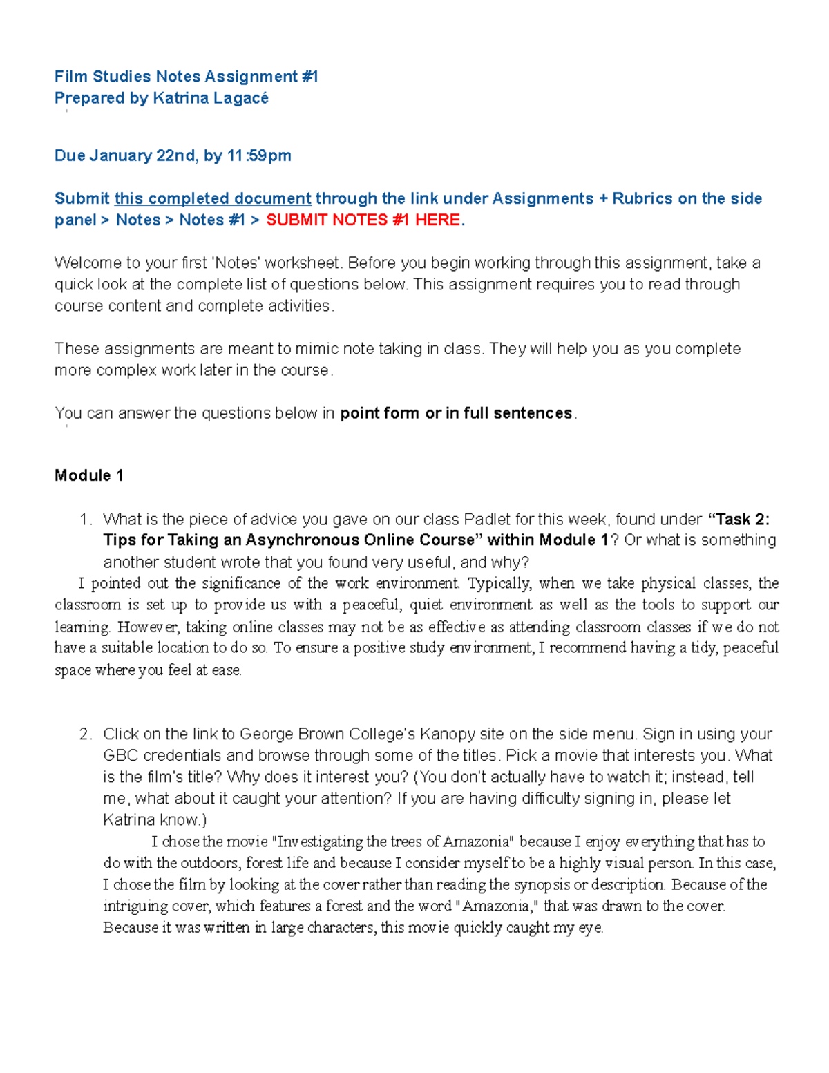 Answers - Question and answerd - Film Studies Notes Assignment ...