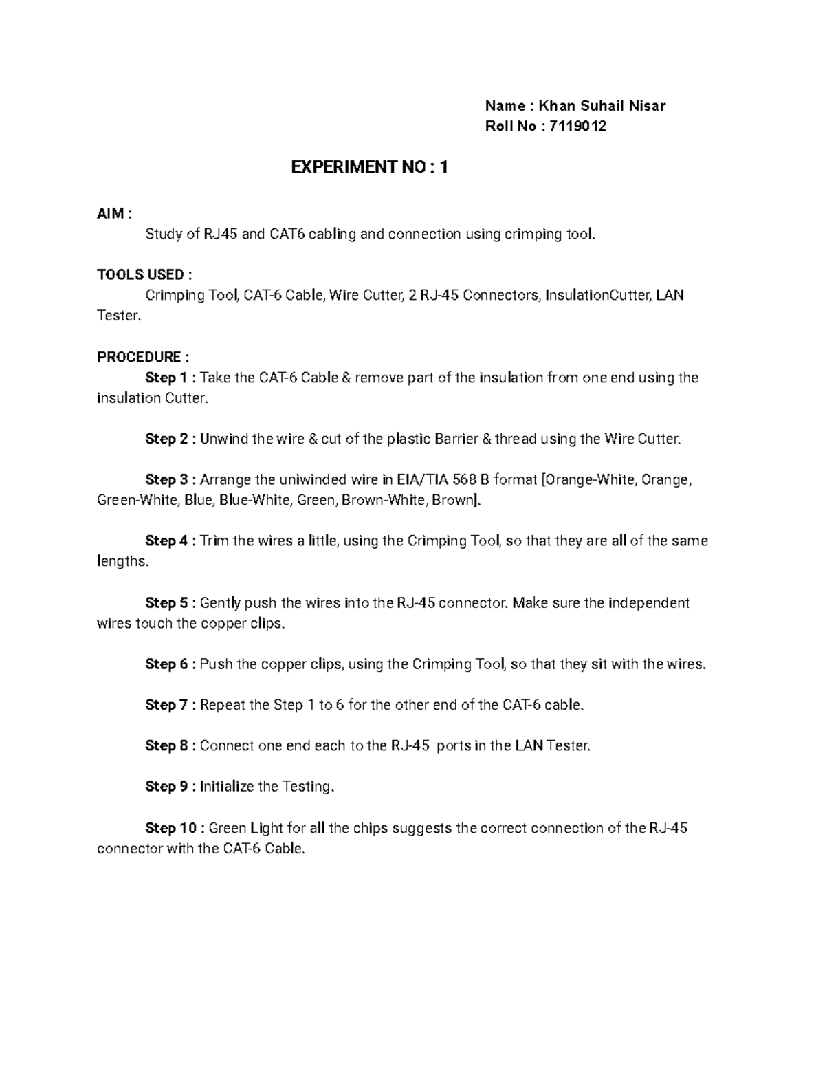 Computer Network Experiment 1 and 2 and assignment on networking ...
