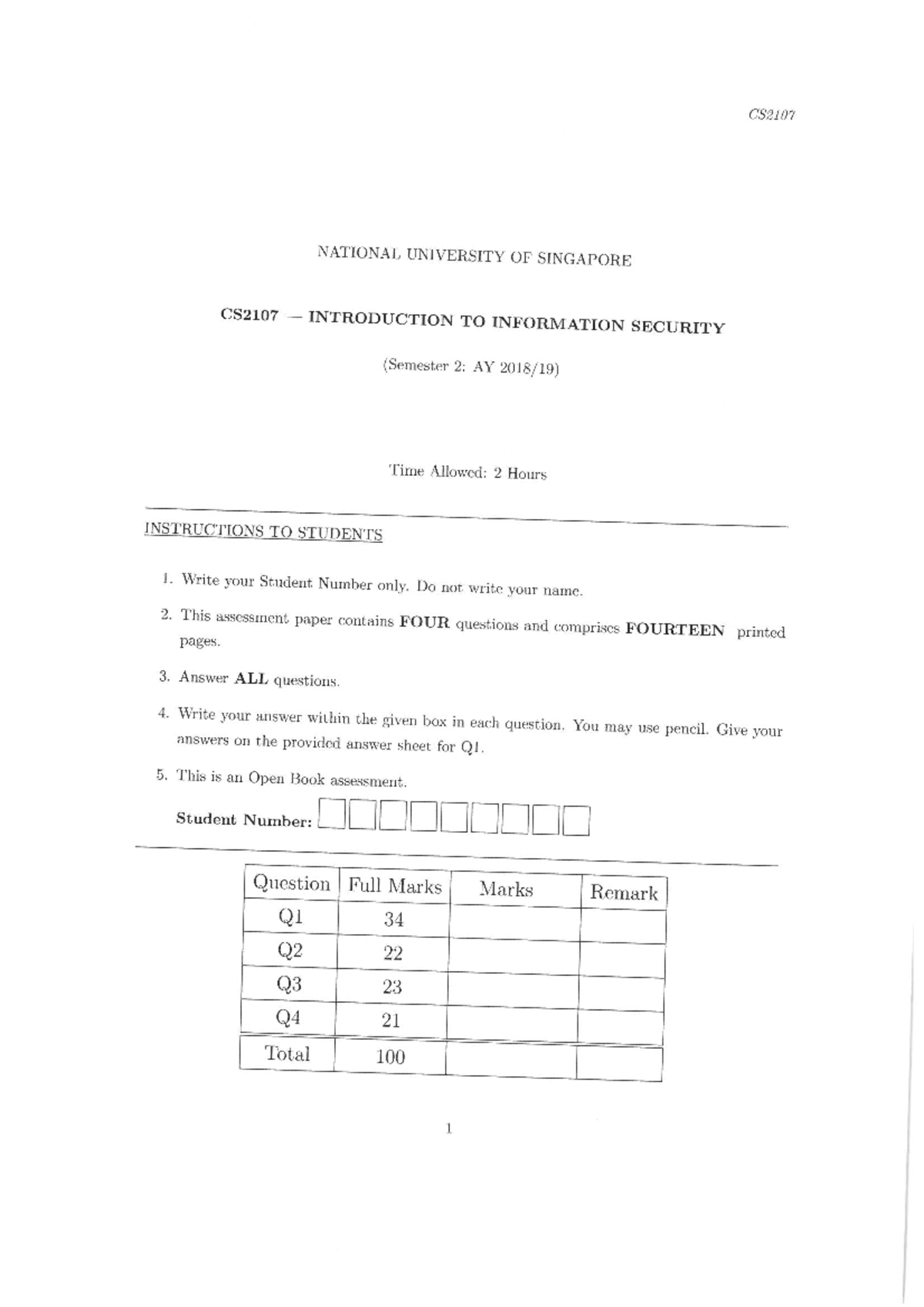1819SEM2-CS2107 - CS2107 - Studocu