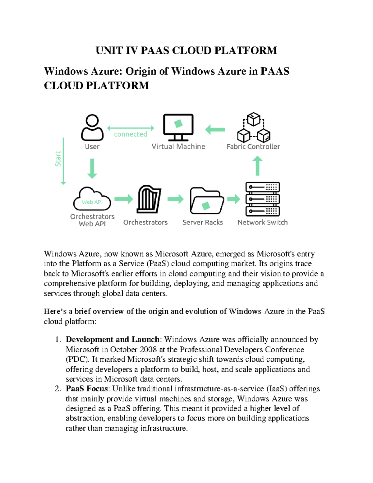 Cloud notes -unit - 4 - UNIT IV PAAS CLOUD PLATFORM Windows Azure ...