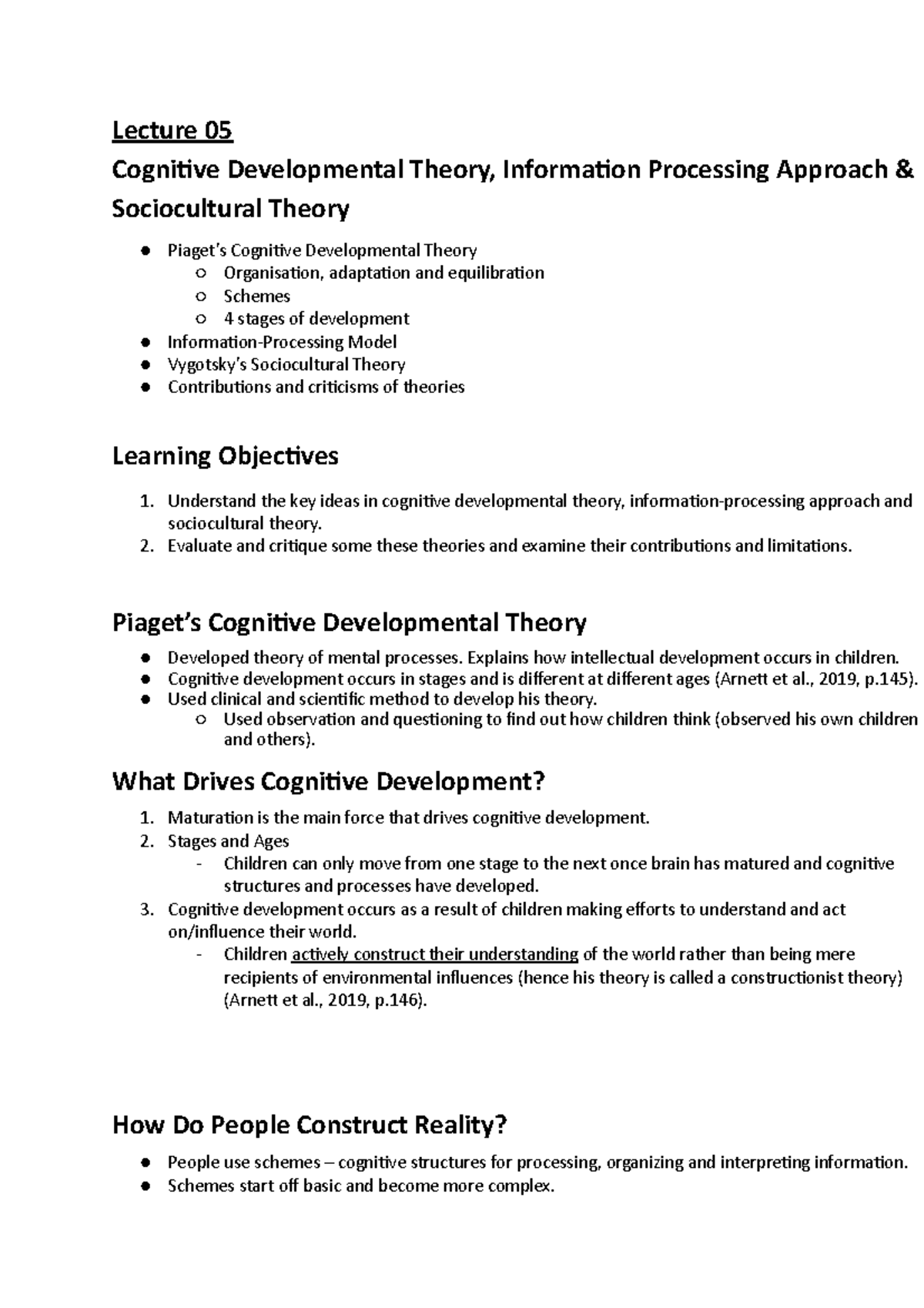 EDUC 141 L5 - EDUC 141 Lecture Notes - Lecture 05 Cognitive ...