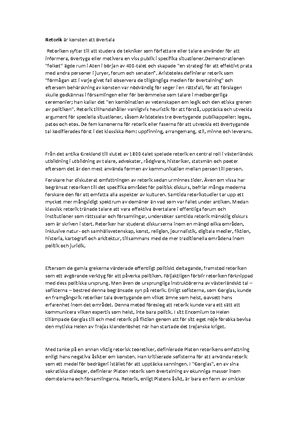 Retorikens historia och teori- INL 3 - Sara Matai Retorik Inlämning 3 ...