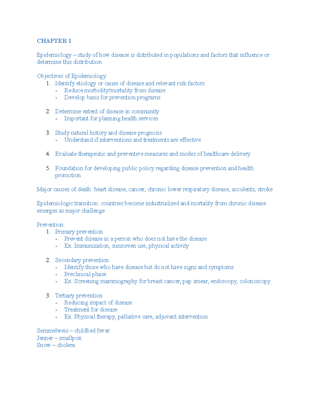 GCH 712 Study Guide - CHAPTER 1 Epidemiology – study of how disease is ...