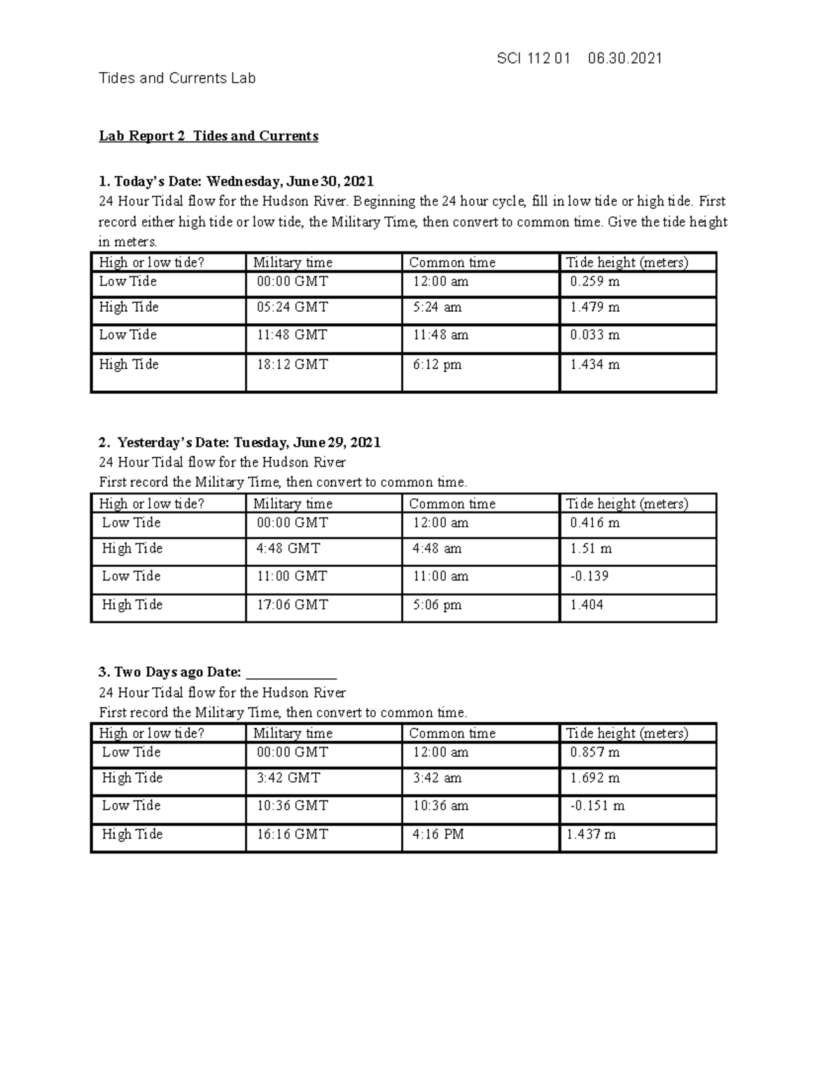 Tides and Currents Worksheet [ SCI 112 Lab] - SCI 112 01 06. Tides and ...