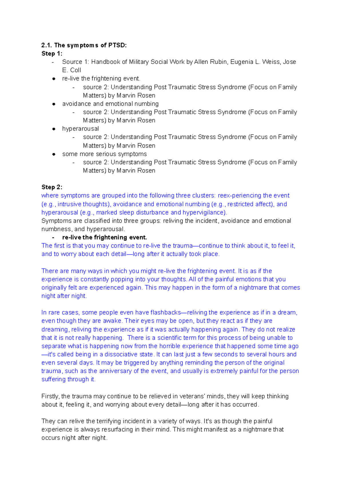 2.1 Symptoms - This is a practice material - 2. The symptoms of PTSD ...