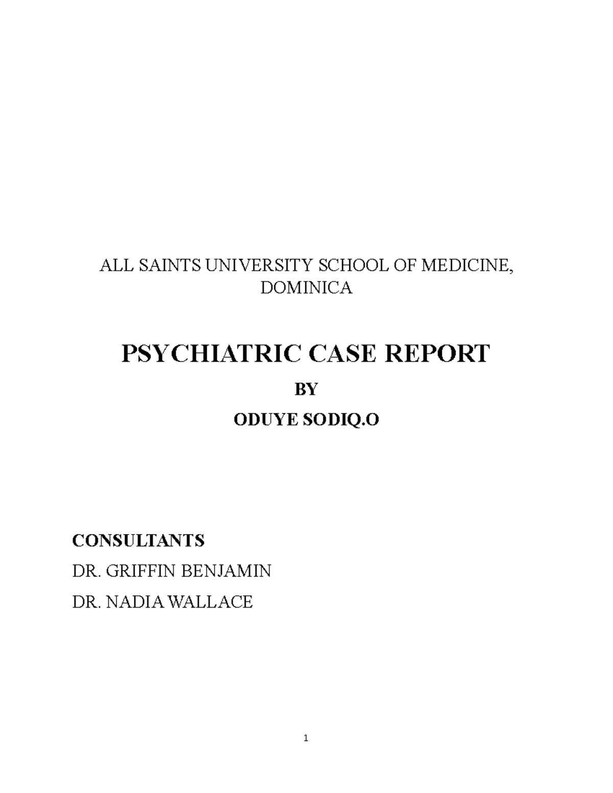 Demographic DATA - ALL SAINTS UNIVERSITY SCHOOL OF MEDICINE, DOMINICA ...