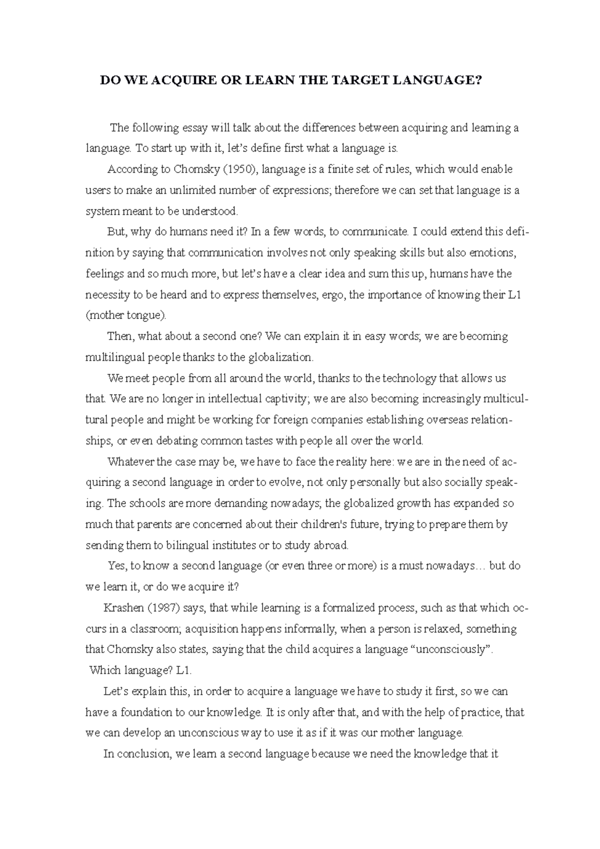 DO WE Acquire OR Learn THE Target Language 2 - DO WE ACQUIRE OR LEARN ...