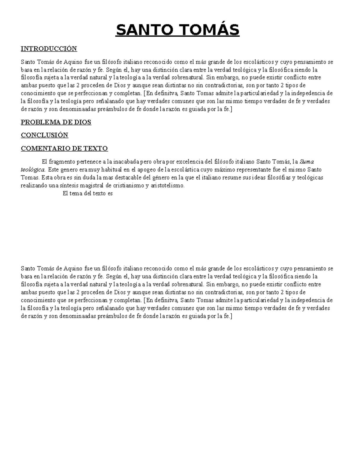 4. Santo Tomás - ffttt - SANTO TOMÁS INTRODUCCIÓN Santo Tomás de Aquino ...