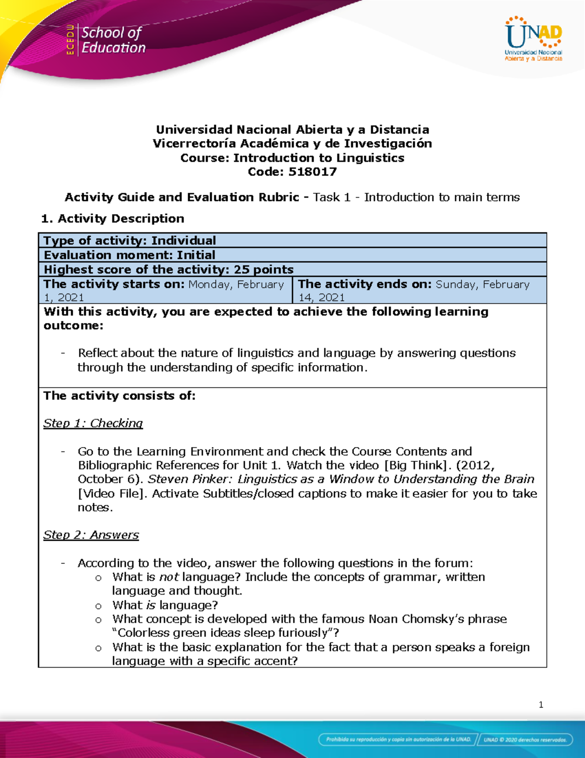 Activity Guide and Evaluation Rubric - Task 1 - Introduction to main ...