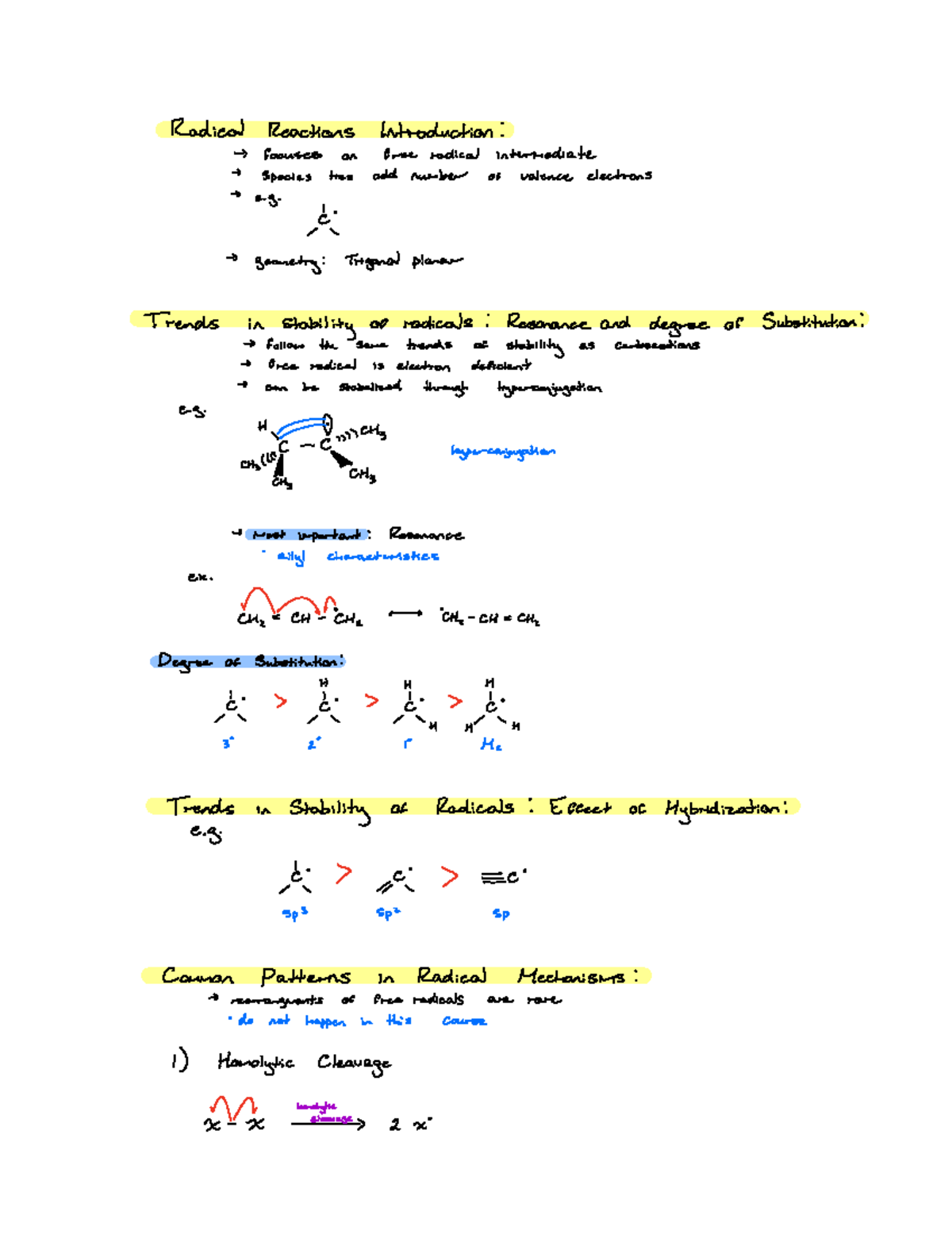10.0 Radical Reactions - CHE 232 - Studocu
