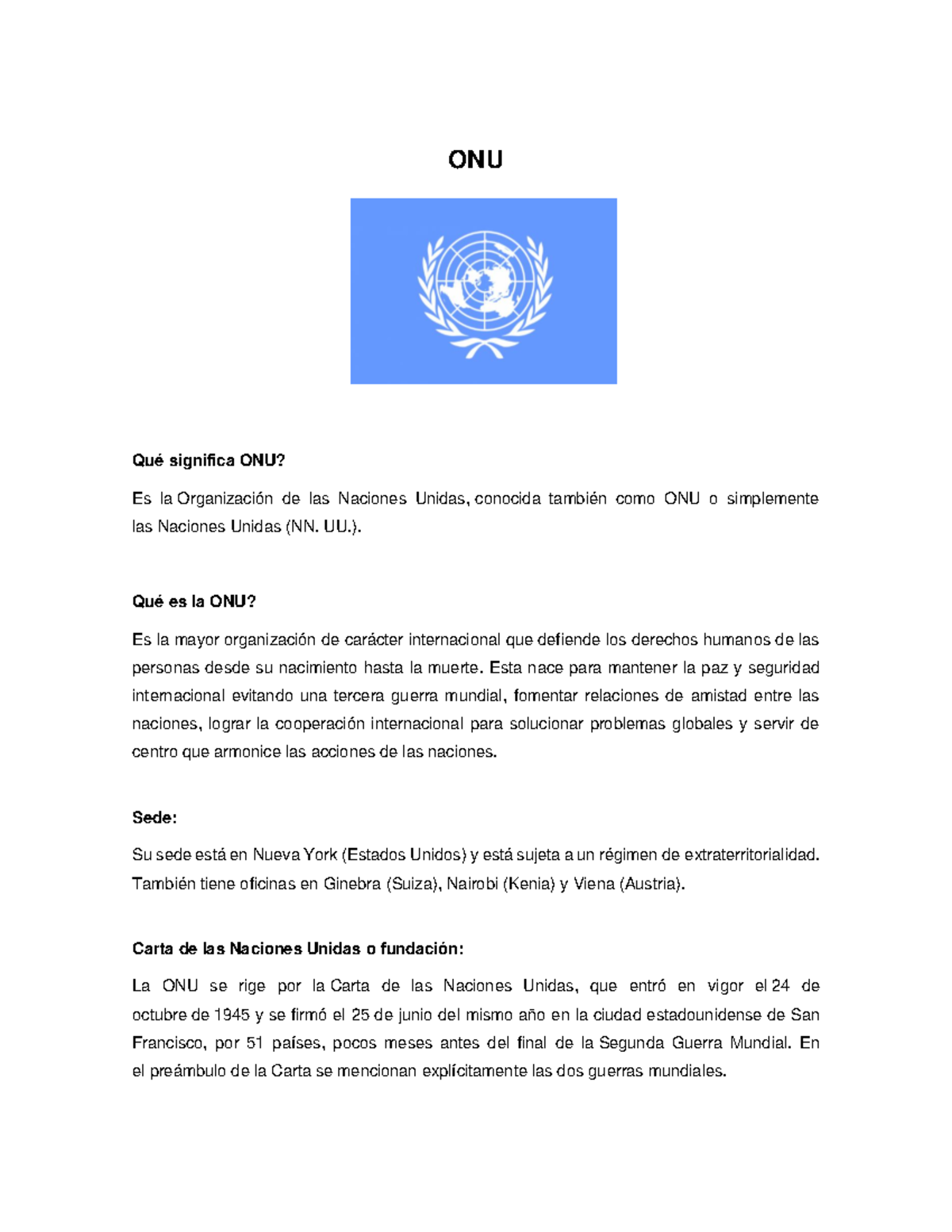 Humanos 2 AL TANTO DE LA CIENCIA - ONU Qué significa ONU? Es la ...