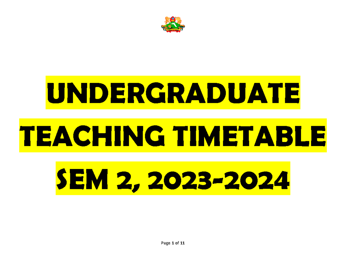 Undergraduate Teaching TT SEM 2 2023-2024 - UNDERGRADUATE TEACHING ...