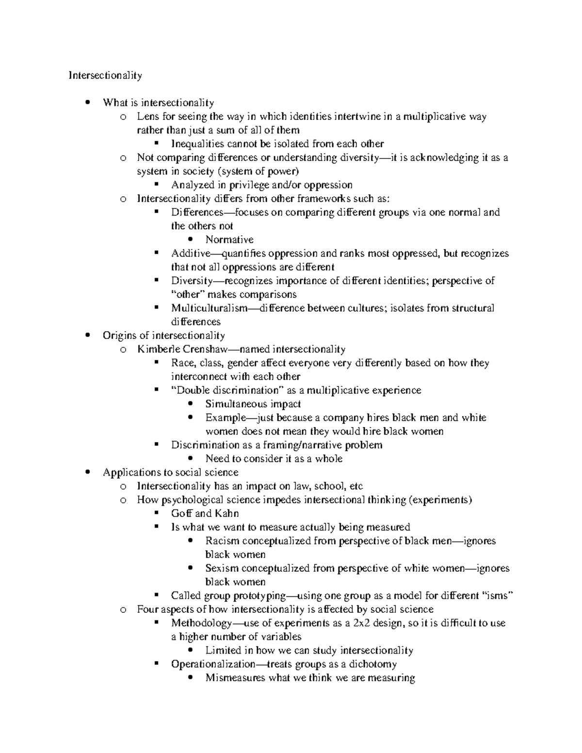 Intersectionality - This document contains all of the information on ...
