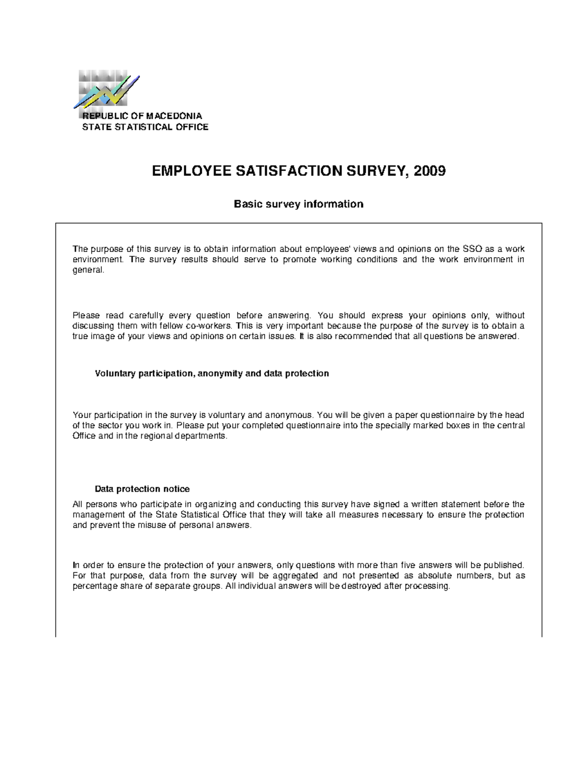Employeesatisfactionsurvey - EMPLOYEE SATISFACTION SURVEY, 2009 Basic ...