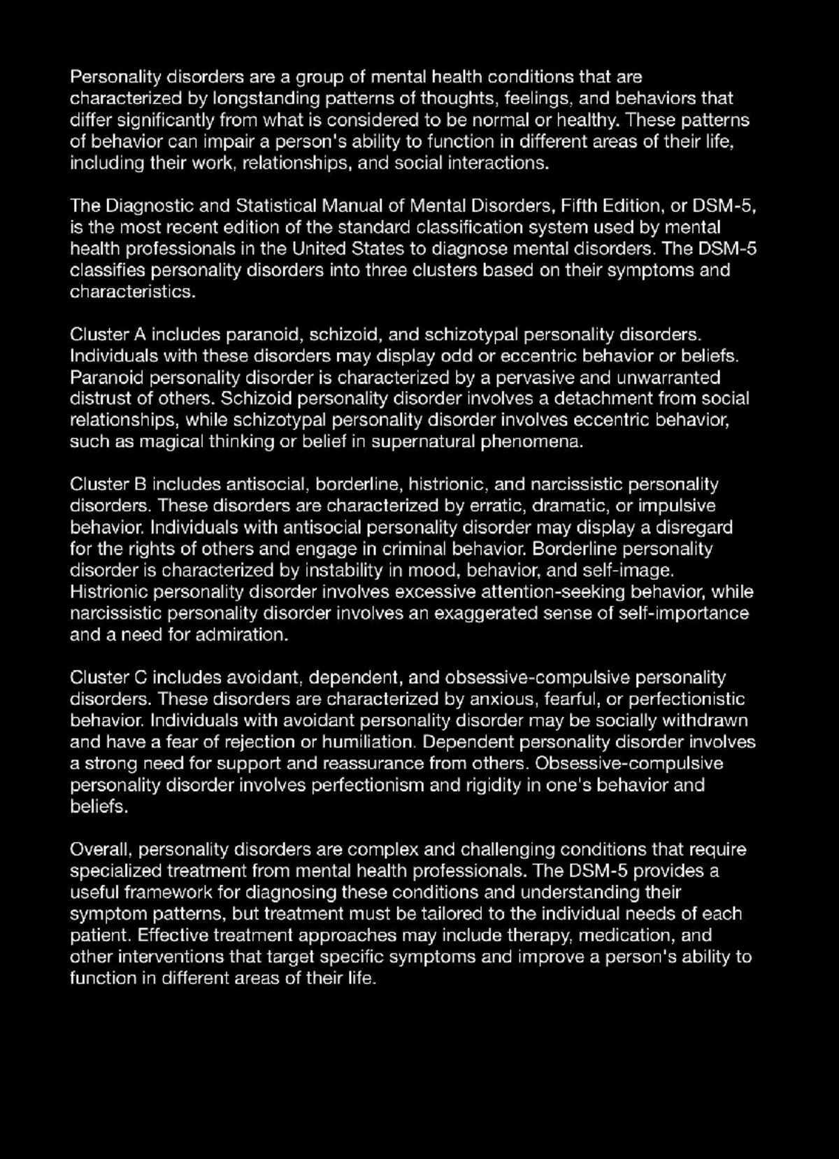 Personality Disorders in the DSM-5 - An Essay - PSY4034 - Studocu