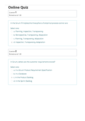 Agile Methods - Quiz 1 - Agile Methods Quiz All modules covered in ...