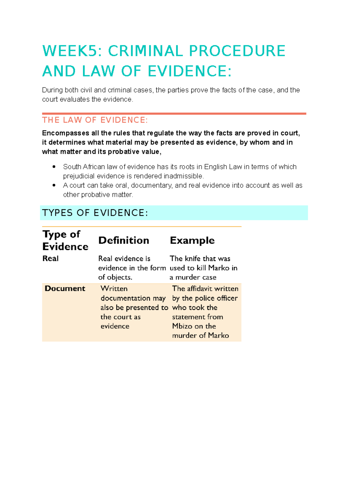 Week 5 - week 5 summaries, intro to law. - WEEK5: CRIMINAL PROCEDURE ...