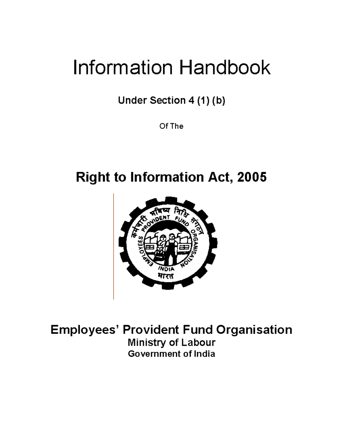 RTI Information Handbookyyy - Information Handbook Under Section 4 (1) (b) Of The Right to - Studocu